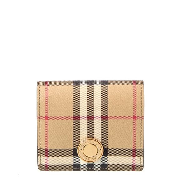 Burberry | Bags | Burberry Check Small Ecanvas Leather Card Case Beige ...